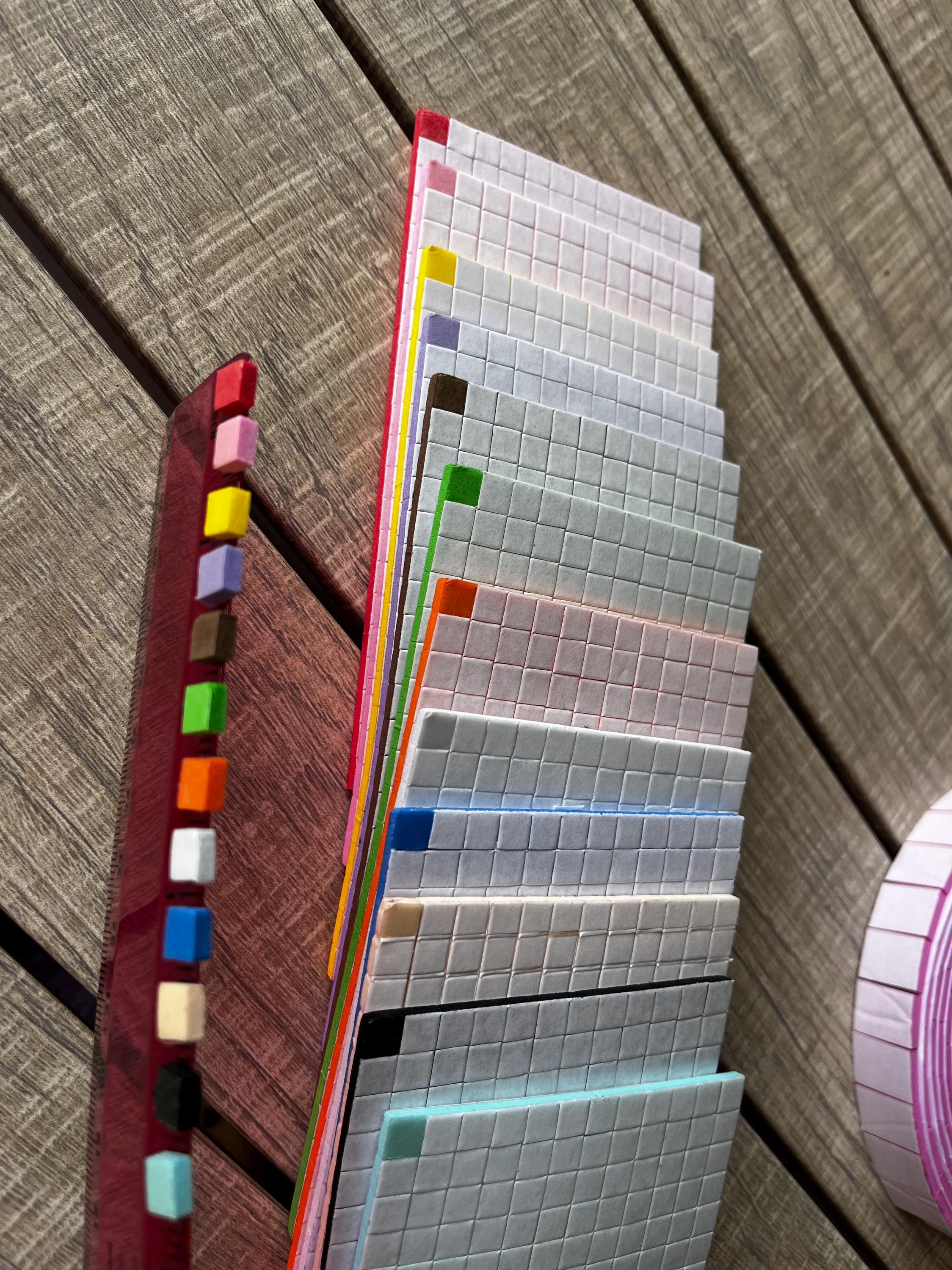 Coloured Adhesive Foam Squares, 3mm Thick, Cake Topper Supplies (5 She ...